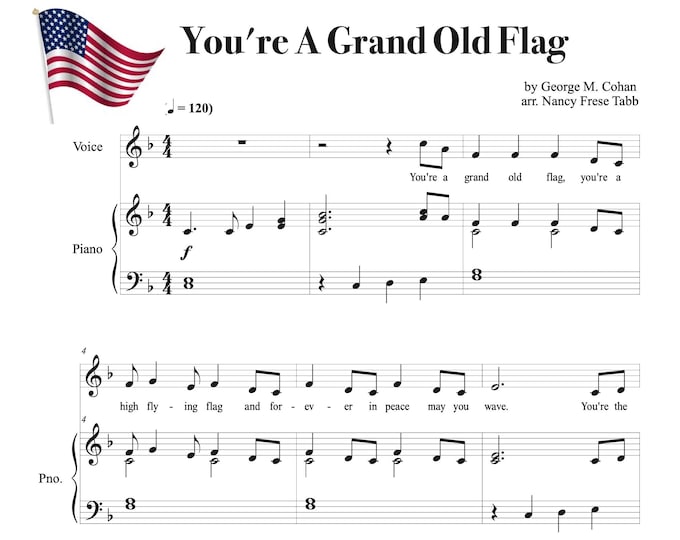 You're A Grand Old Flag - Vocal Solo With Easy Piano Accompaniment - Etsy