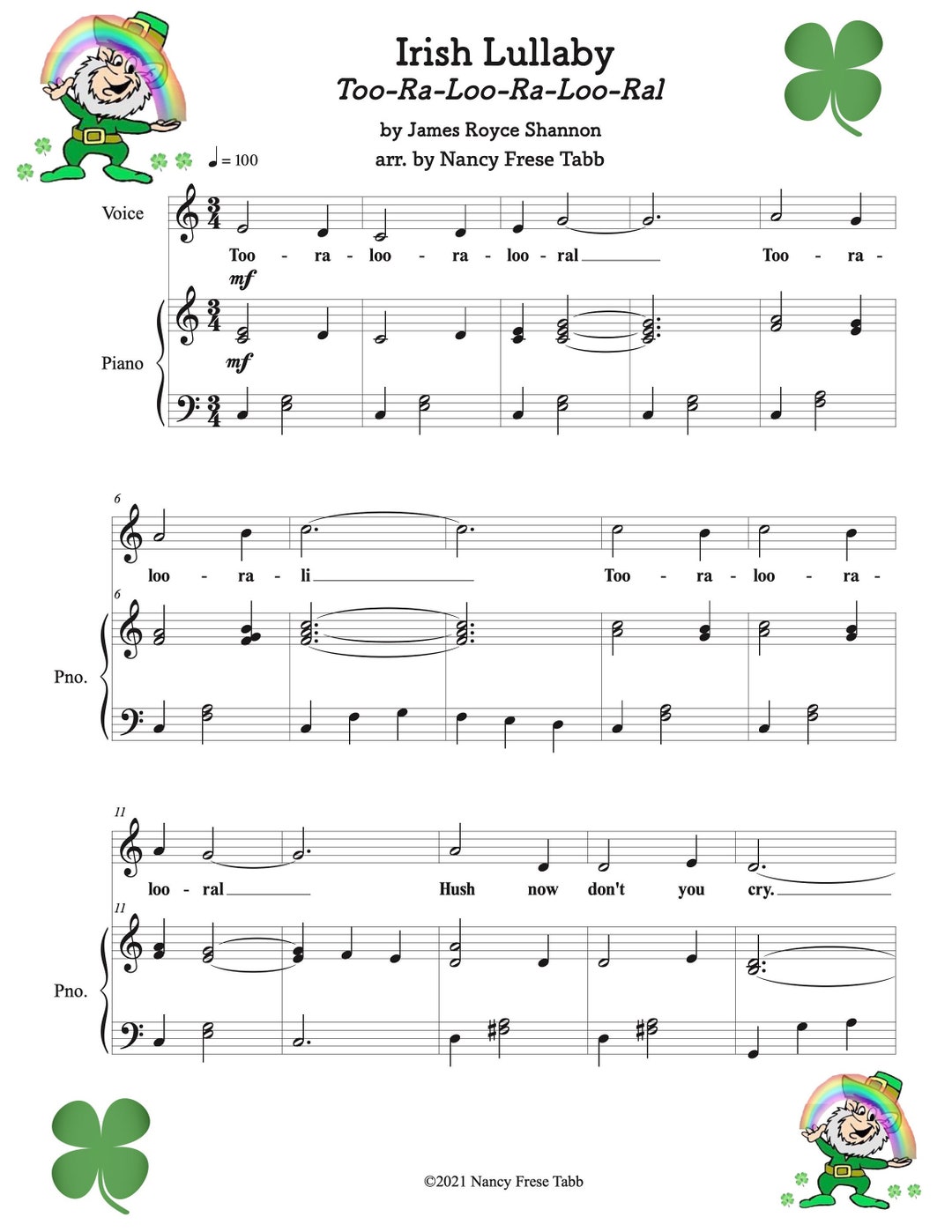 Irish Lullaby (too-ra-loo-ra-loo-ral) Vocal Solo With Piano ...