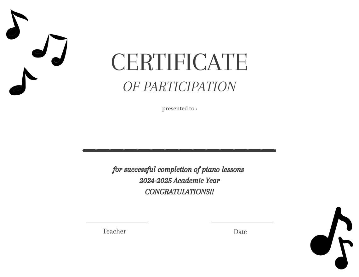 End of Year 24-25 Piano Achievement Award - Etsy