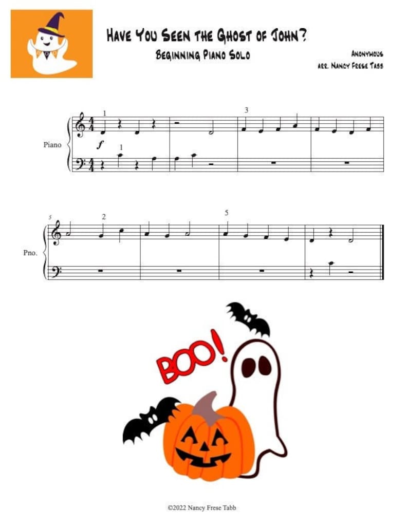 Have You Seen the Ghost of John Arranged as a Beginning Piano Solo - Etsy
