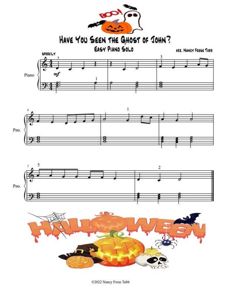 Have You Seen the Ghost of John? Arranged as an Easy Piano Solo - Etsy