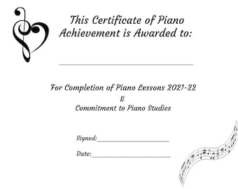 Piano Certificate - Etsy