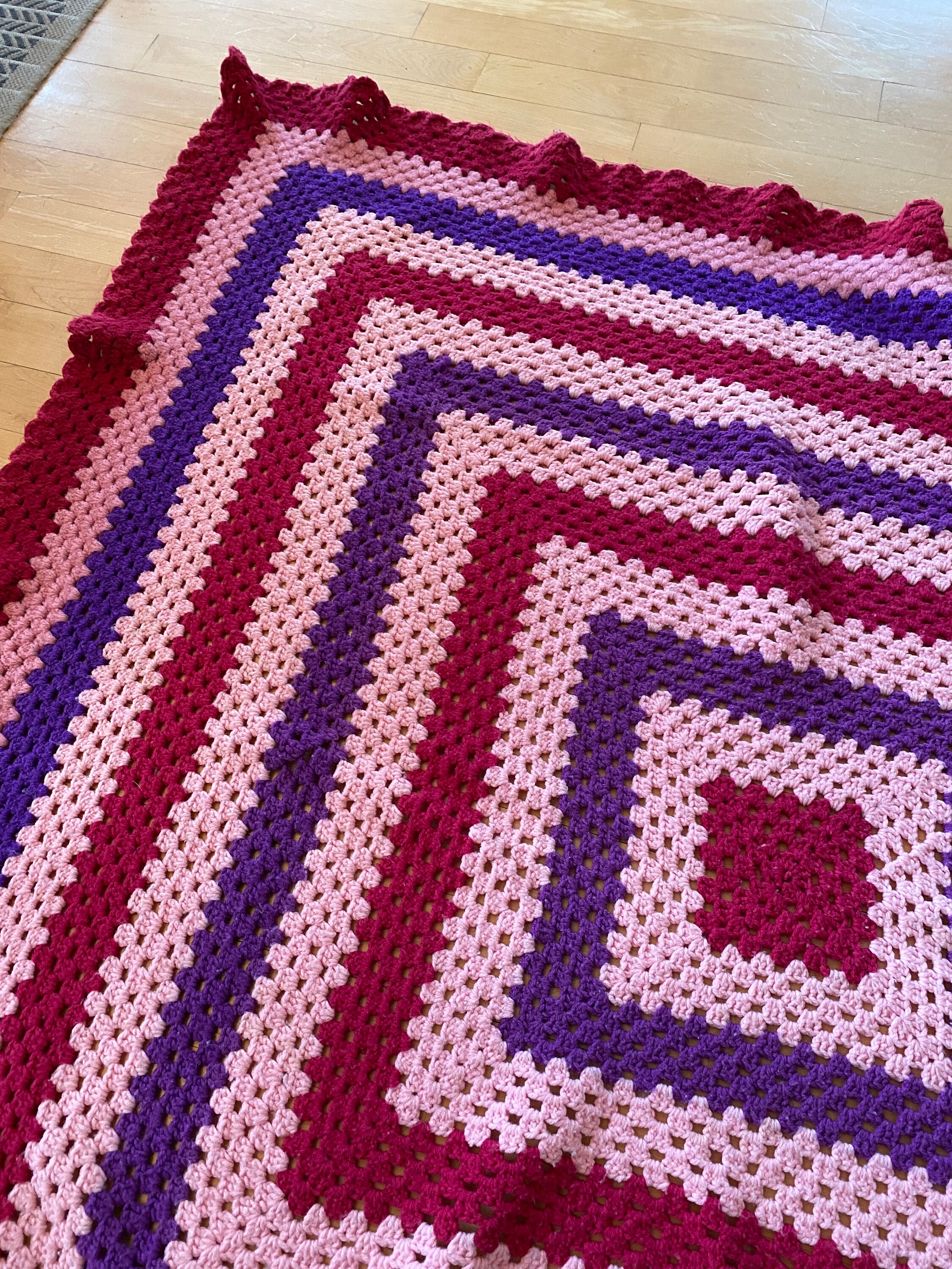 Vintage Handmade Crocheted Afghan - Granny Core Coverlet - 60" X 60 ...