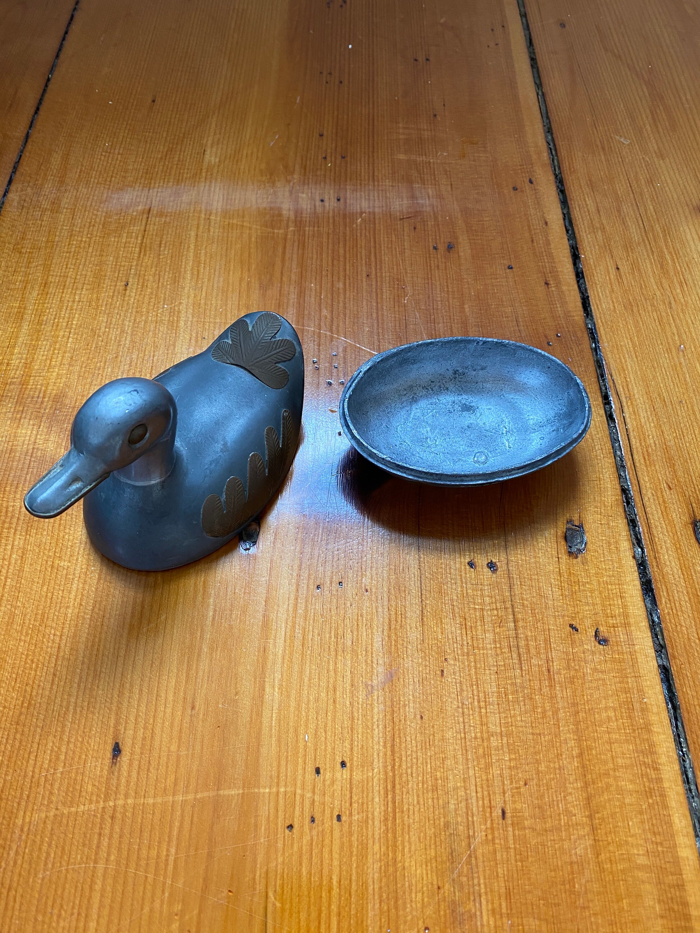 Vintage Pewter and Brass Duck Trinket Box Made in Hong Kong - Etsy