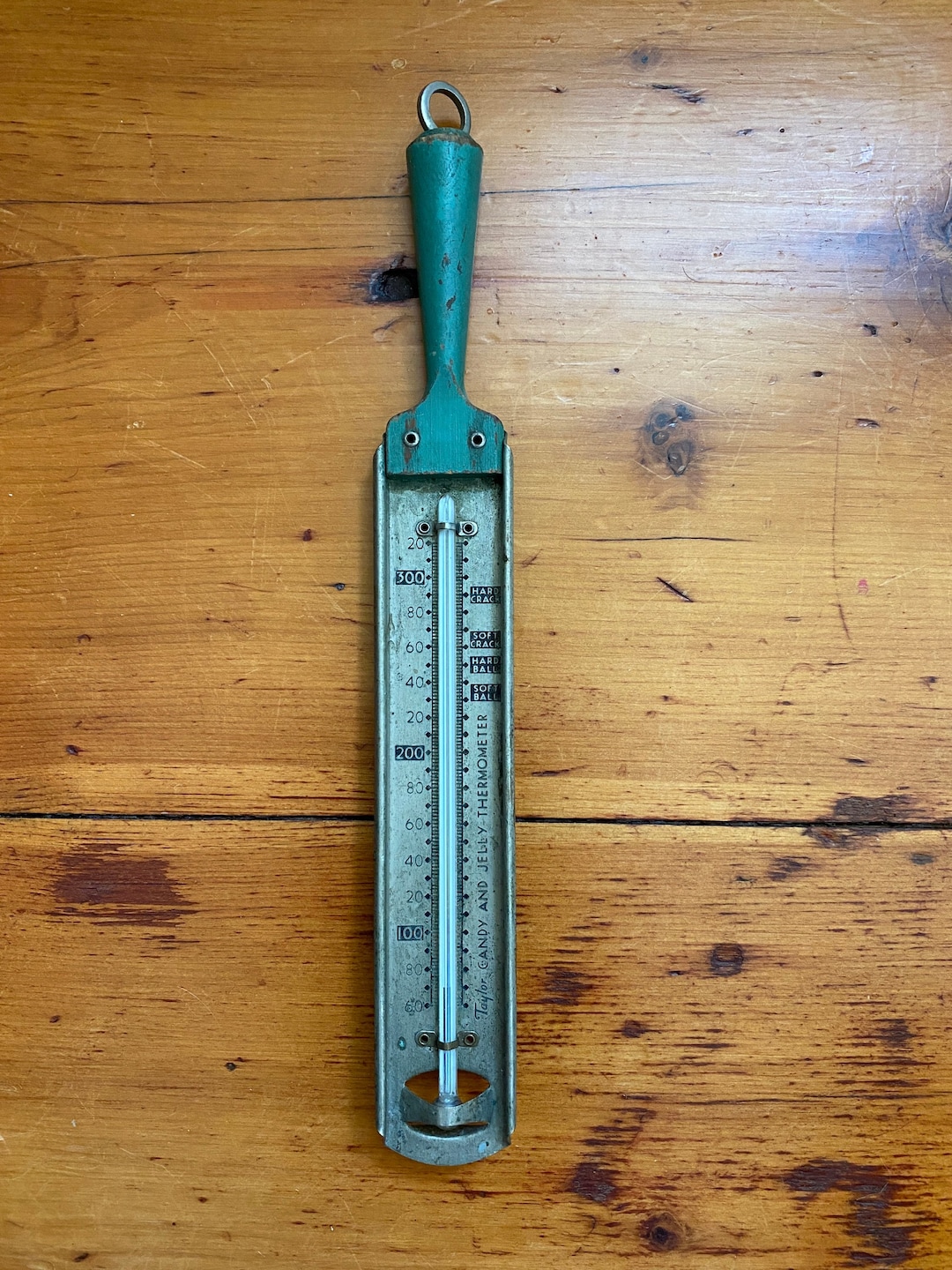 Vintage Taylor Candy and Jelly Thermometer - Mint Green Wooden Handle ...