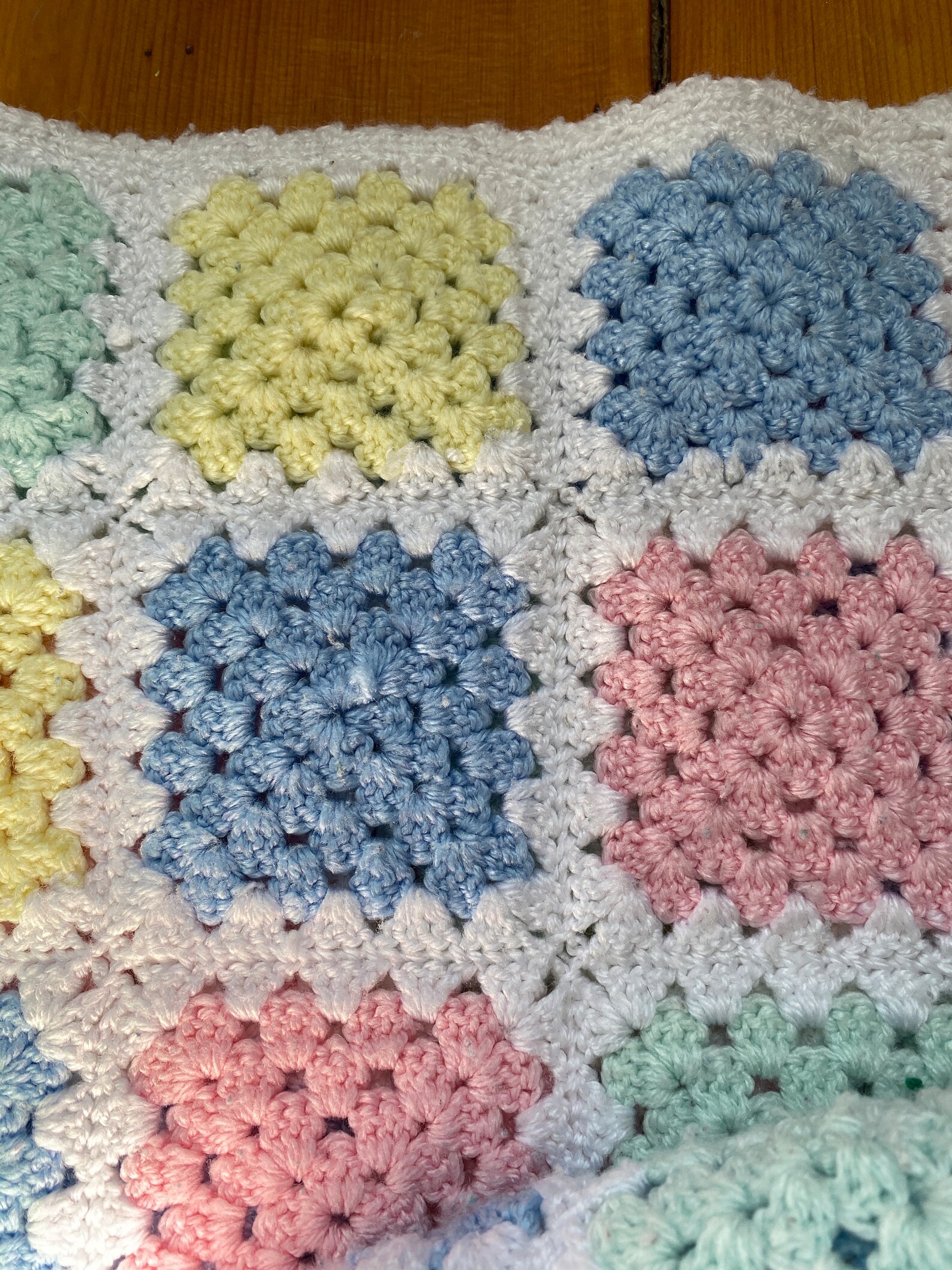 Vintage Handmade Crocheted Afghan - Granny Core Coverlet - 64" X 45 ...