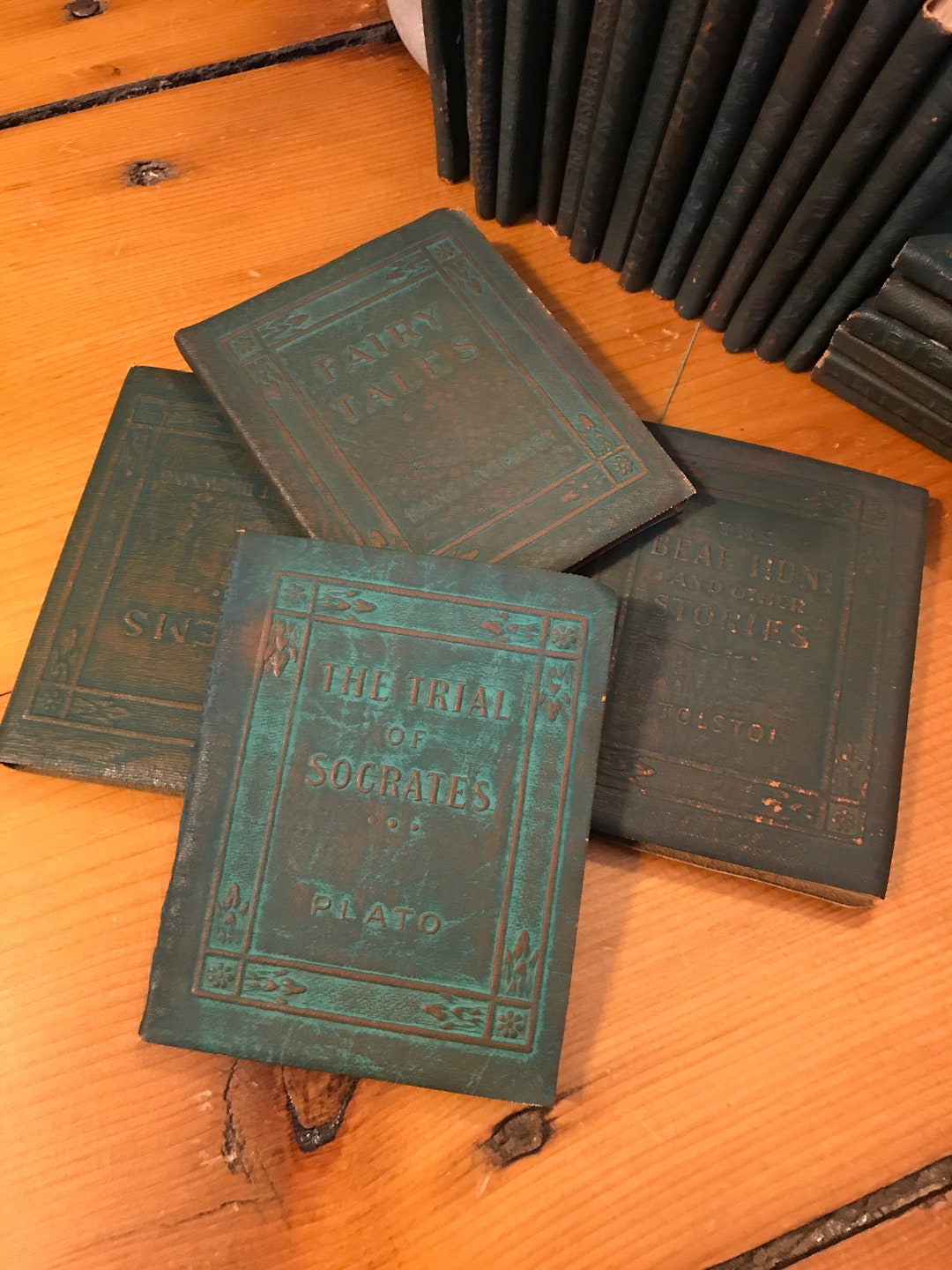 Antique Emerald Green Little Leather Books Assorted Titles Set of 5 - Etsy