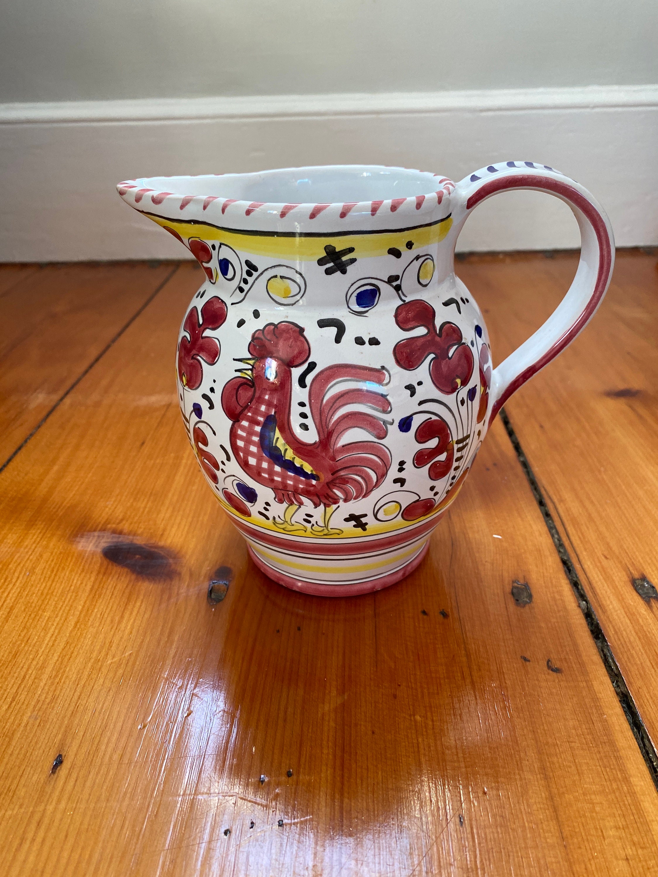 Deruta Italy Red Rooster Pitcher Handmade Pitcher Majolica Pottery - Etsy