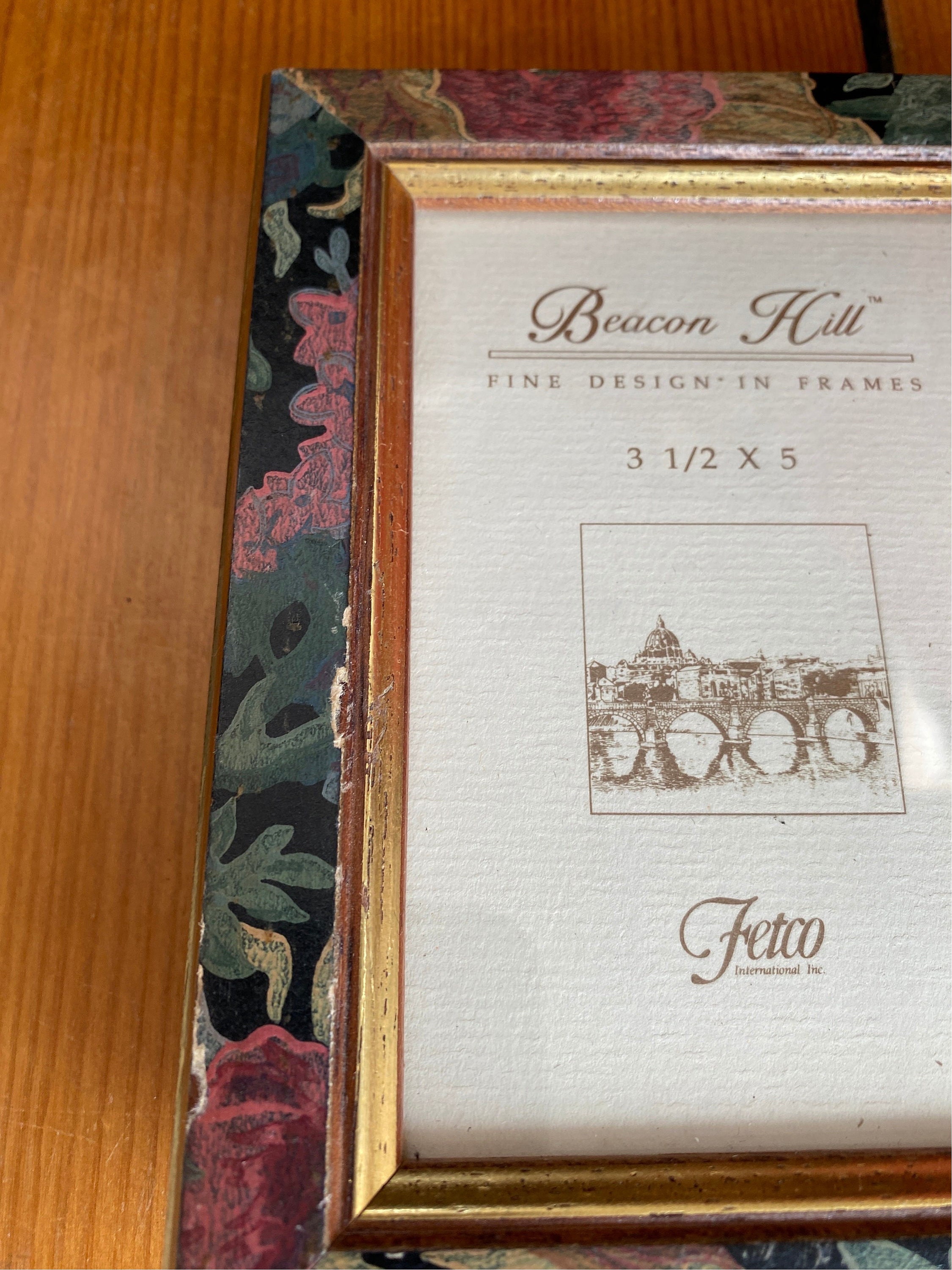 Vintage Painted Wooden Picture Frame With Flowers and Gold Beacon Hill ...