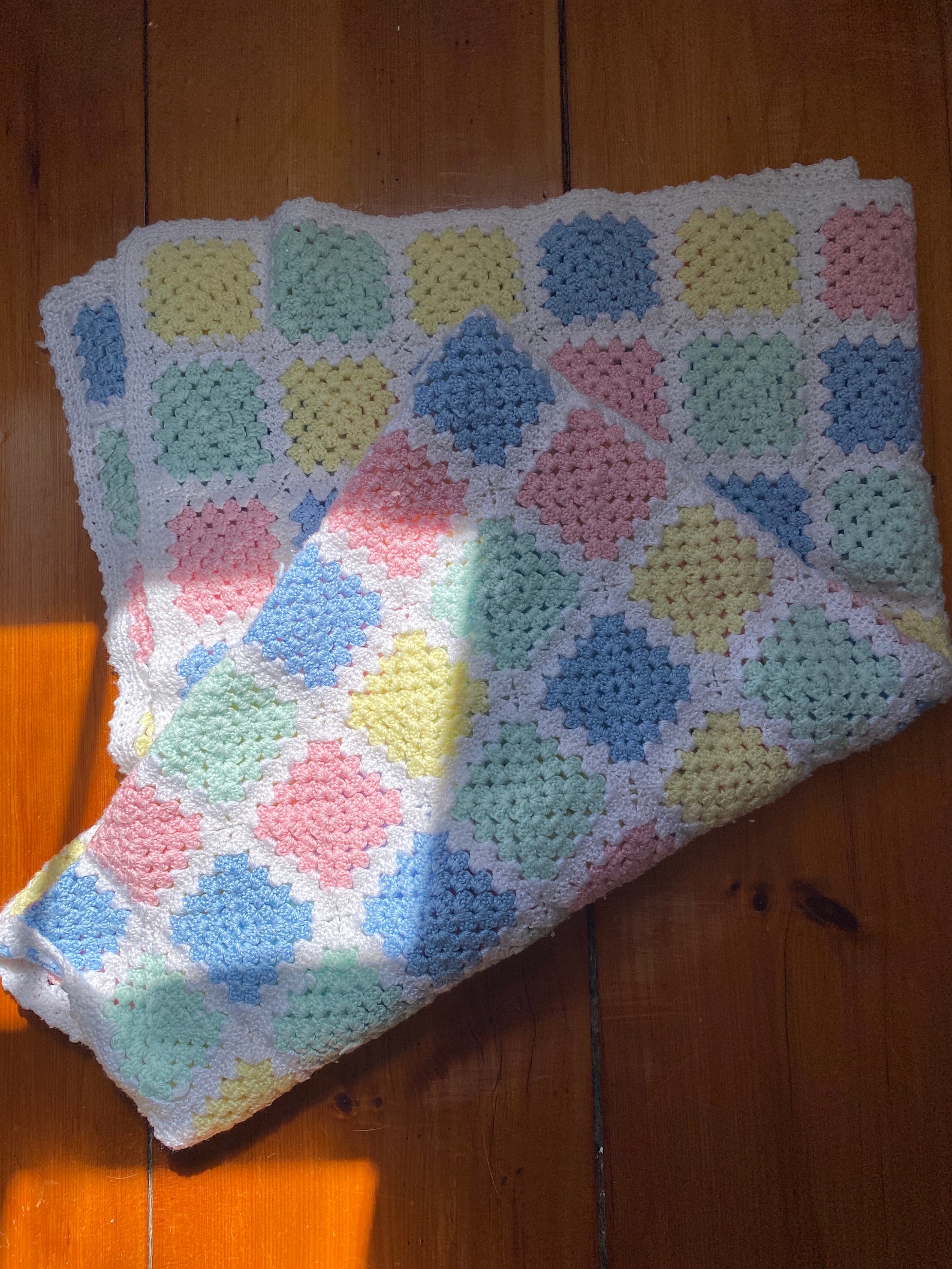Vintage Handmade Crocheted Afghan - Granny Core Coverlet - 64" X 45 ...