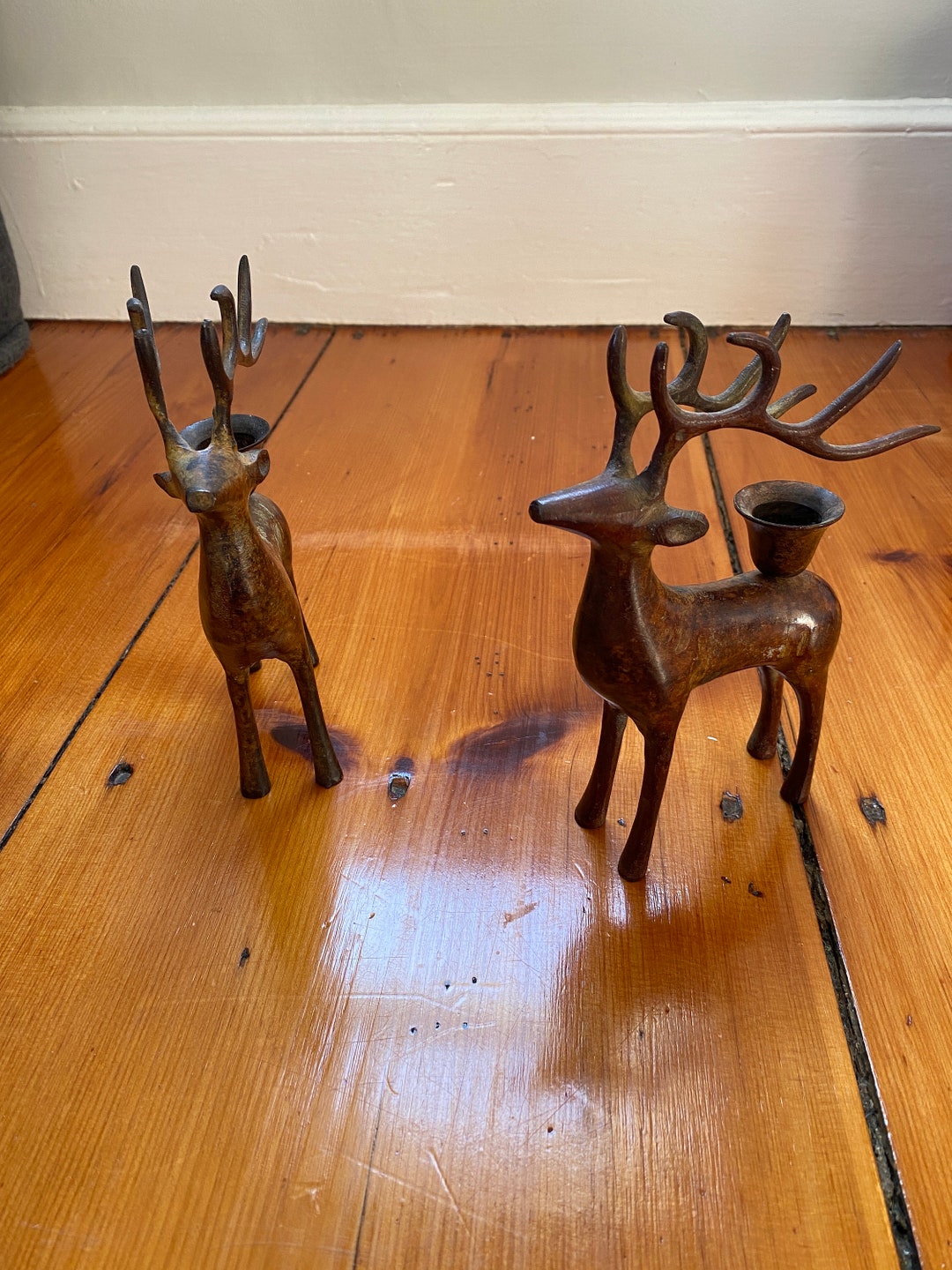 Vintage Cast Metal Stag Candle Holders - Reindeer - Farmhouse ...