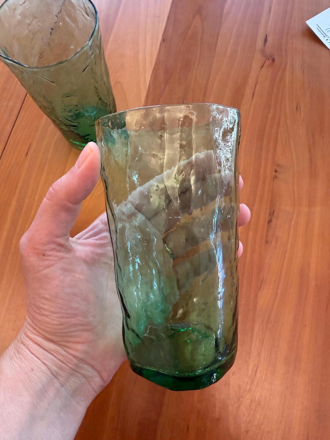 Vintage Seneca Glass Highball Glasses – Driftwood Green Barware, Pair ...