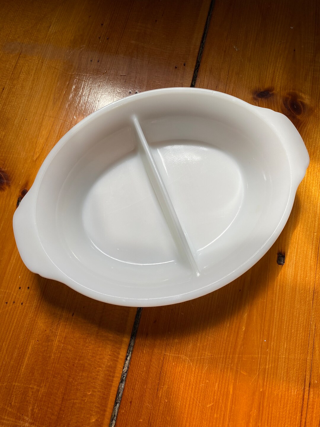 Vintage Fire King White Ovenware Divided Split Casserole Dish - Etsy
