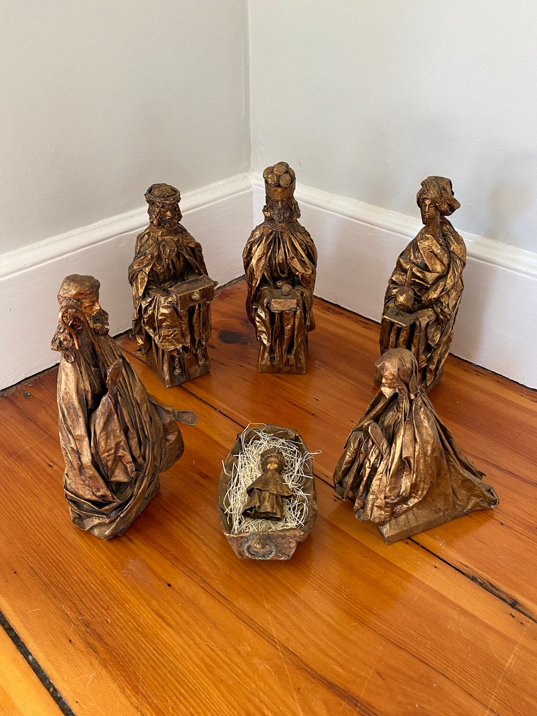 RARE Vintage Paper Mache Creche Scene - Made in Mexico - Vintage ...