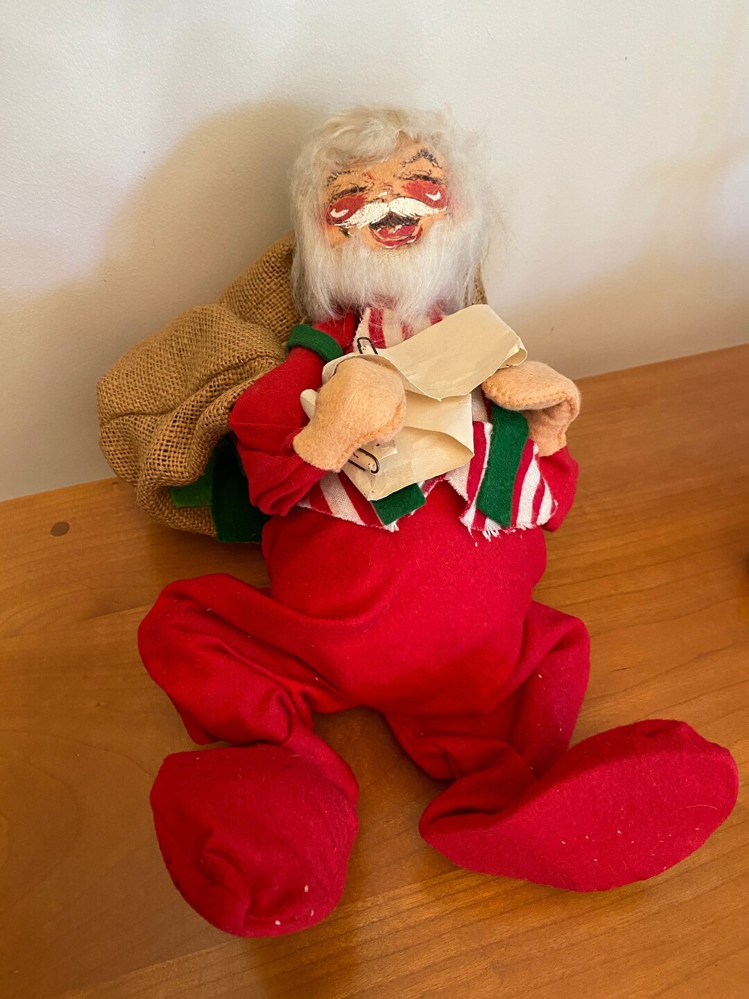 Vintage 1969 Annalee Santa Claus With Burlap Sack and Paper List ...