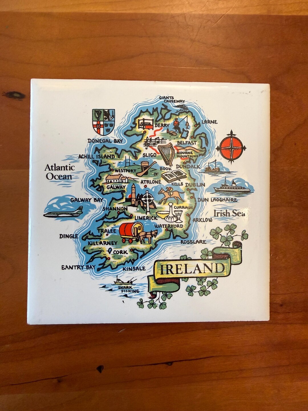 Ceramic Ireland Map Tile - Ireland Souvenir - Vintage Kitchen - Vintage ...