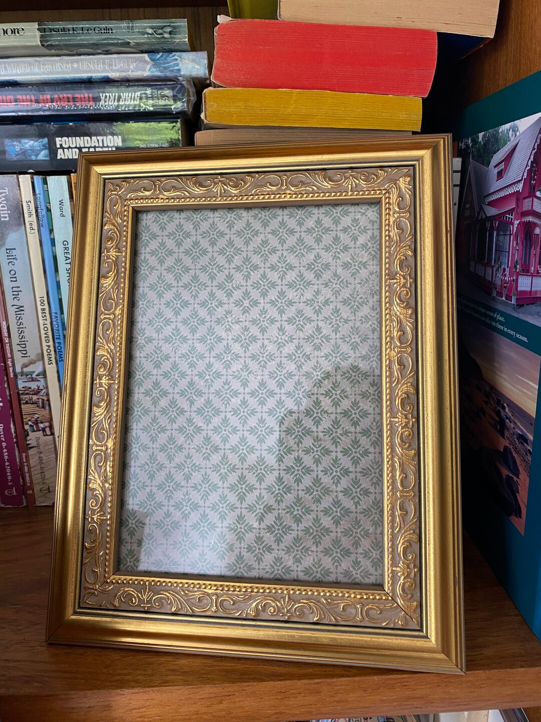 Vintage Faux Wood Picture Frame With Gold Scrollwork 9 X 7 Frame ...