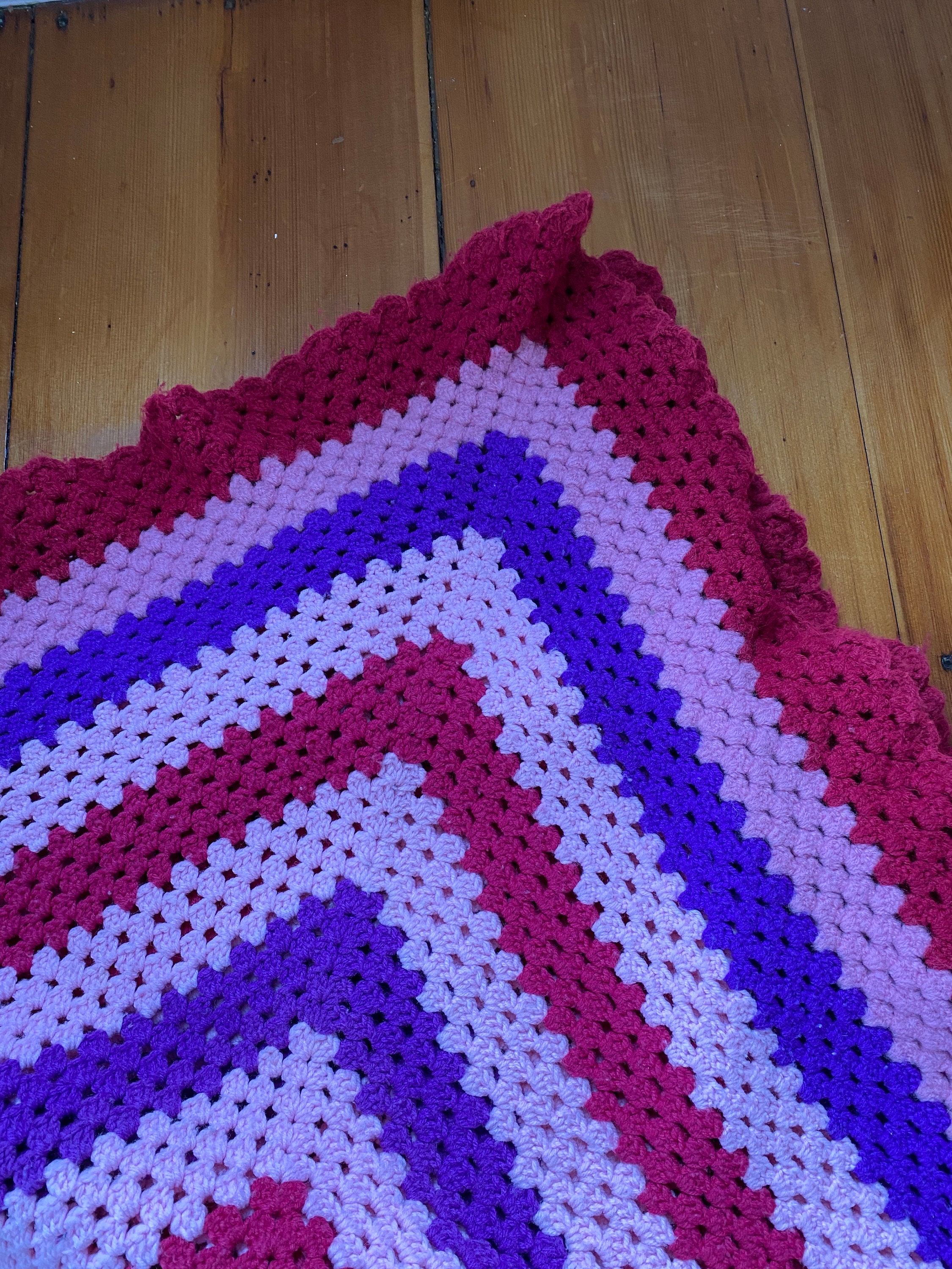 Vintage Handmade Crocheted Afghan - Granny Core Coverlet - 60" X 60 ...
