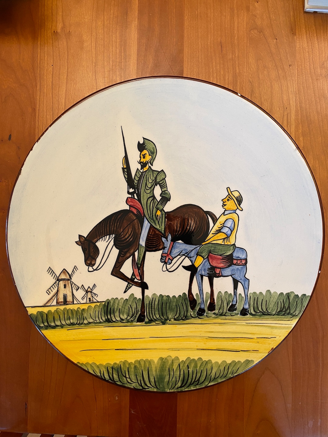 Hand Painted Ceramic Platter With Don Quixote and Sancho Panza - Made ...