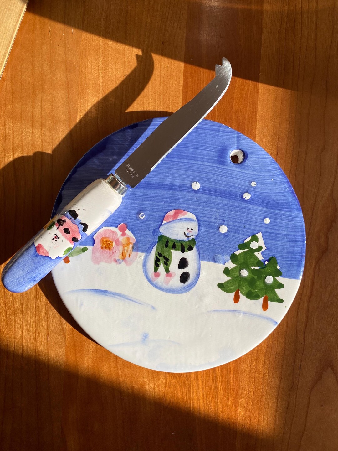 Vintage Nantucket Home Handpainted Ceramic Cheese Plate and Knife ...