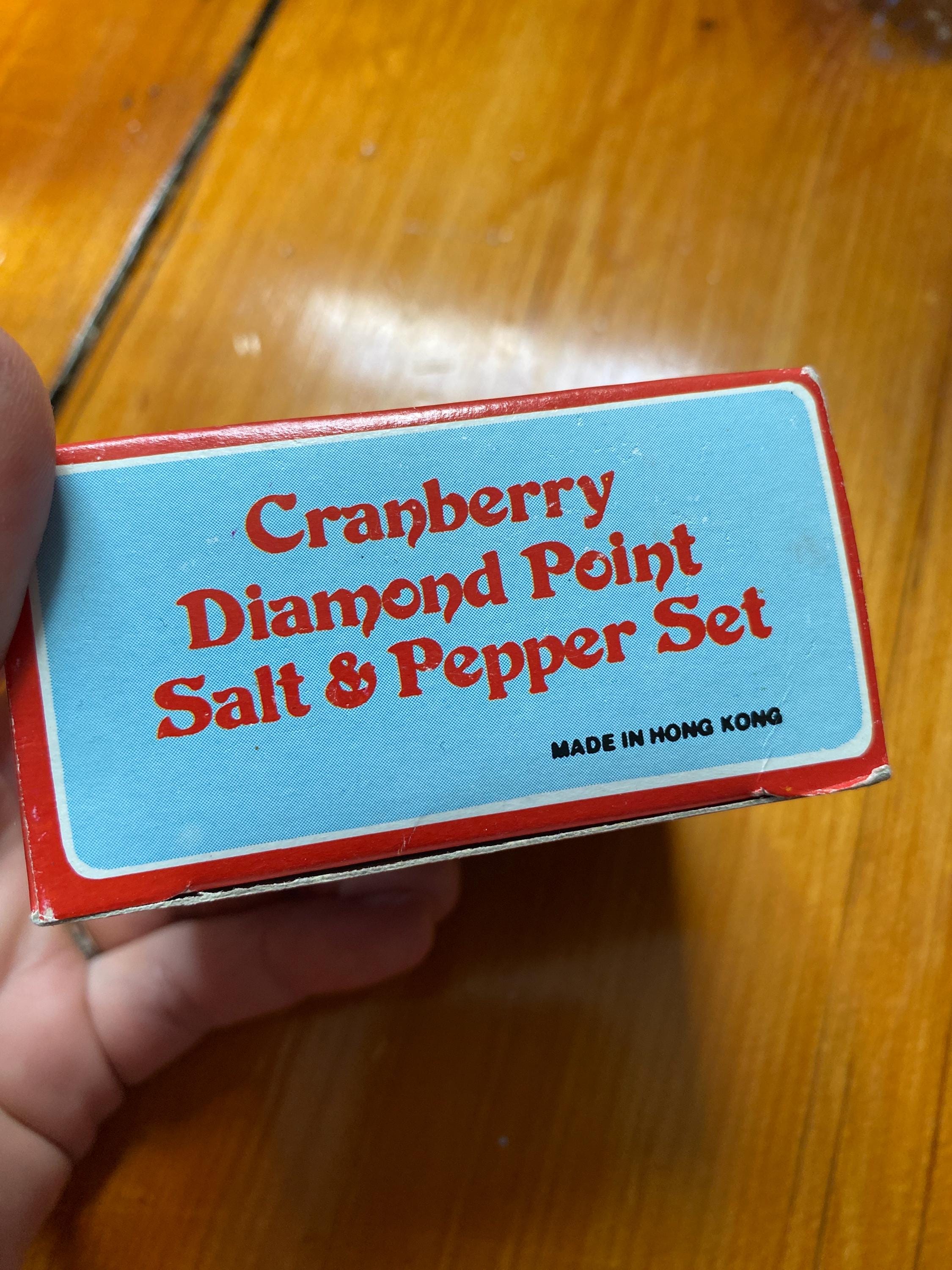 Vintage 1960s Cranberry Diamond Point Design Las Vegas Salt & Pepper ...