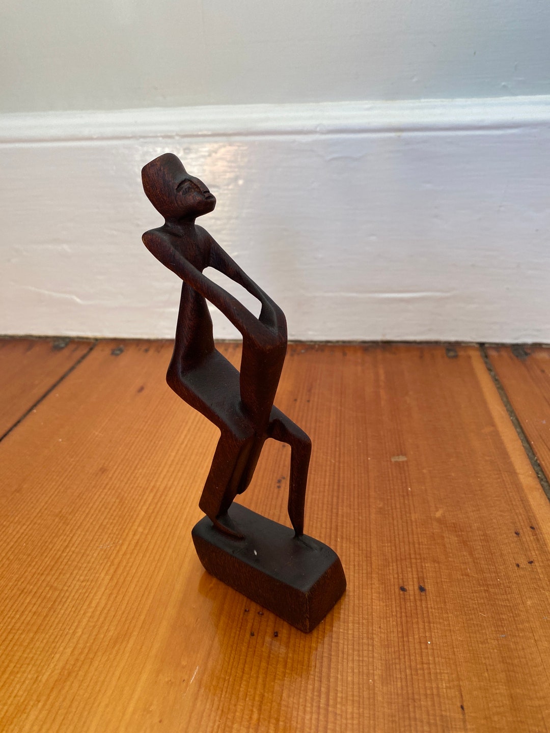 Vintage African Hand Carved Wood Drummer - Vintage Home - Wooden ...