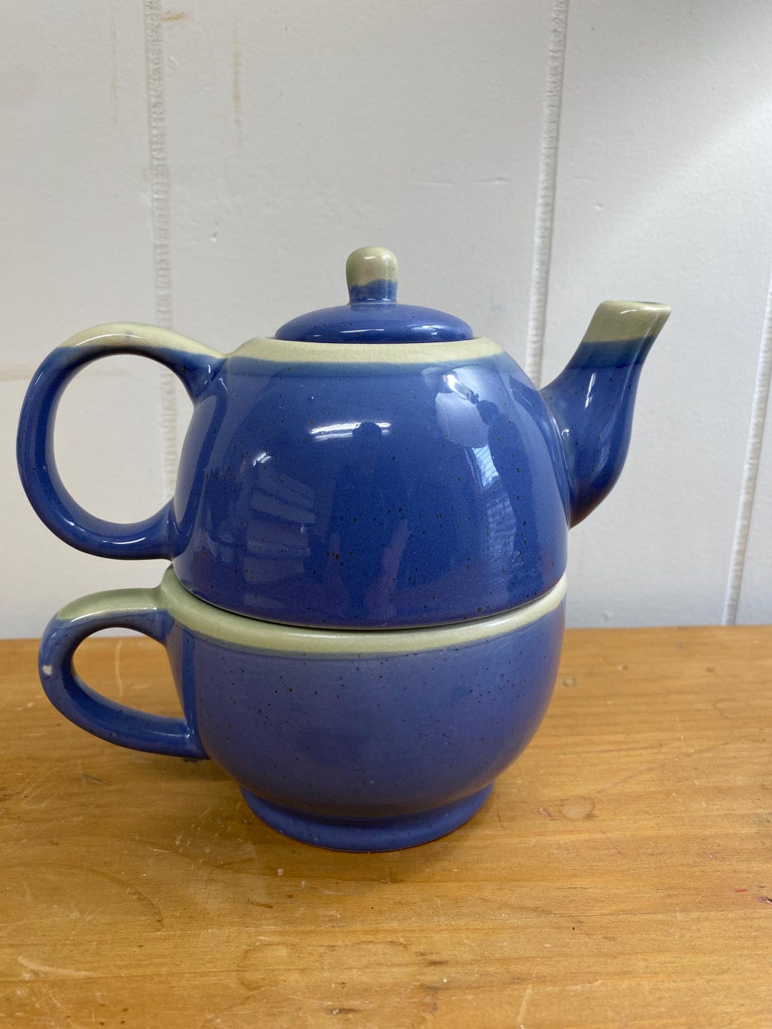 Nantucket Stoneware Stackable Tea Set - Two Piece Set - Single Cup of ...