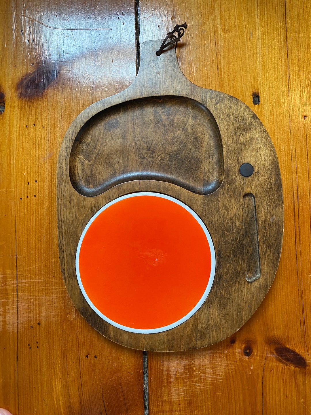 Vintage Wooden Cheese Board With Red Enamel Insert - Vintage Home ...