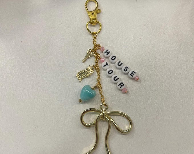 Sabrina Carpenter Inspired Gold Bow House Tour Keychain Bag Charm - Etsy
