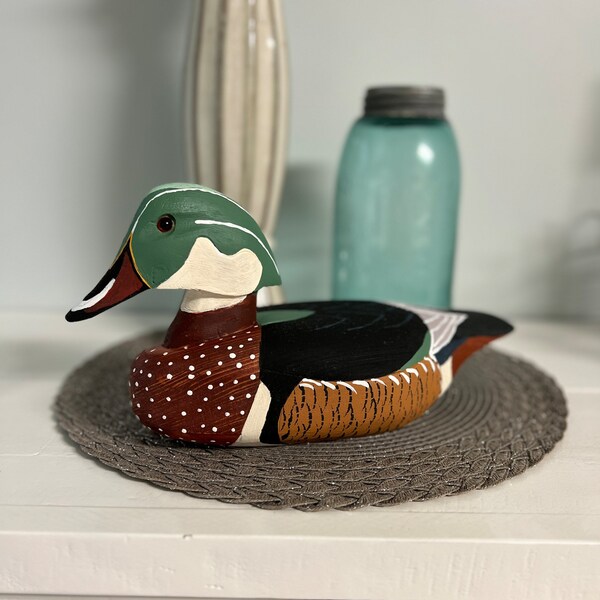 Carved Wood Duck - Etsy