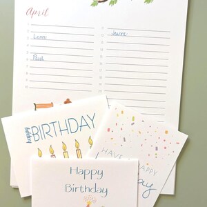 Perpetual Birthday Calendar | Botanical Wall Calendar | Birthday ...