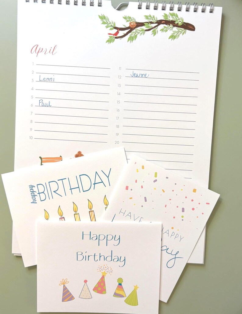 Perpetual Birthday Calendar | Botanical Wall Calendar | Birthday ...