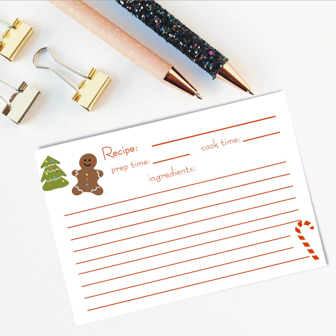 Festive Holiday Motif Recipe Cards, Set of 12 Seasonal Cooking and ...