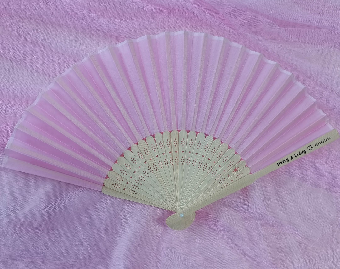 Personalized Wedding Silk Fan,custom Handmade Silk Fan, Pink Fans ...