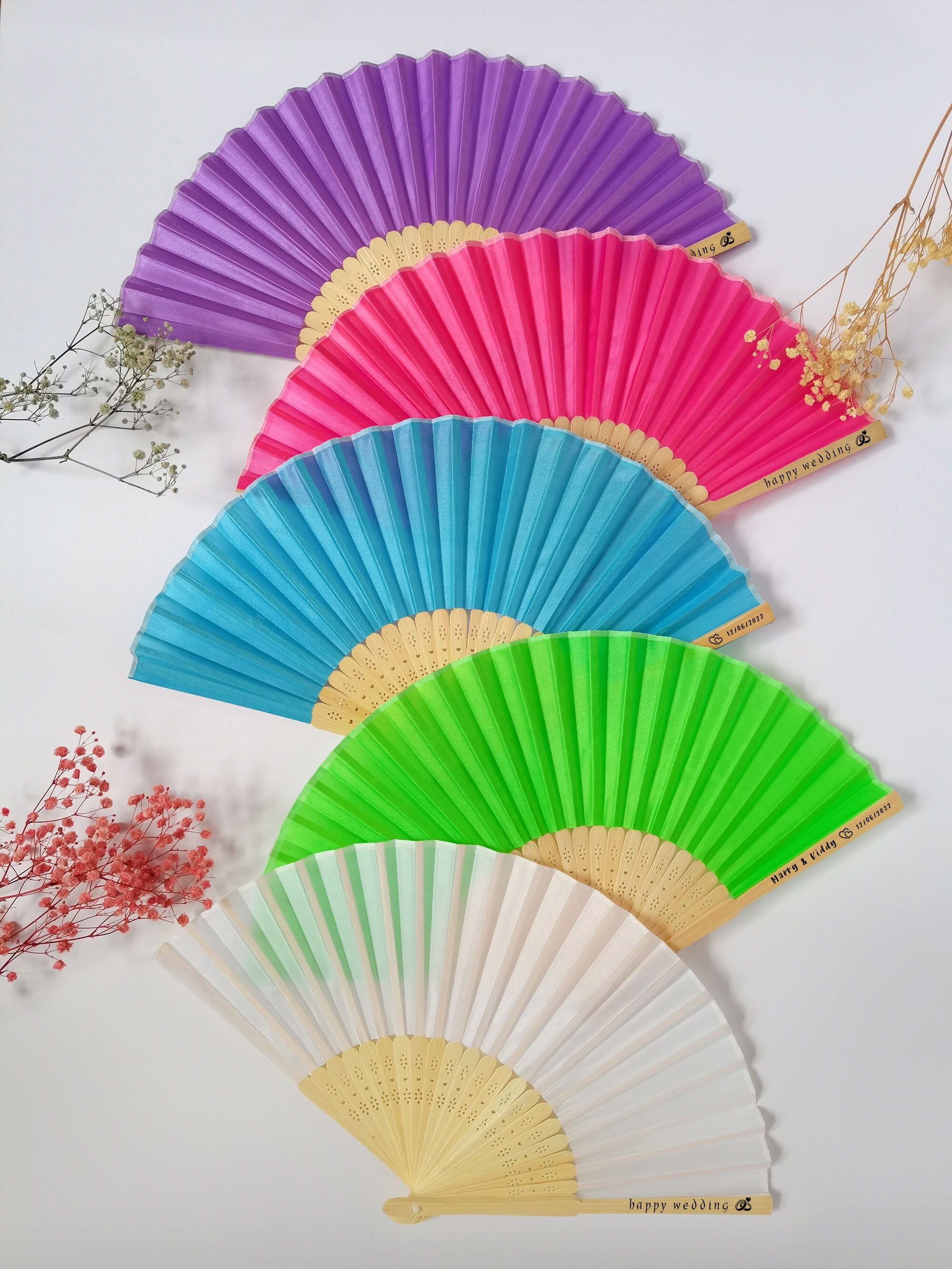 Personalized Wedding Silk Fan,custom Handmade Silk Fan, Bachelorette ...