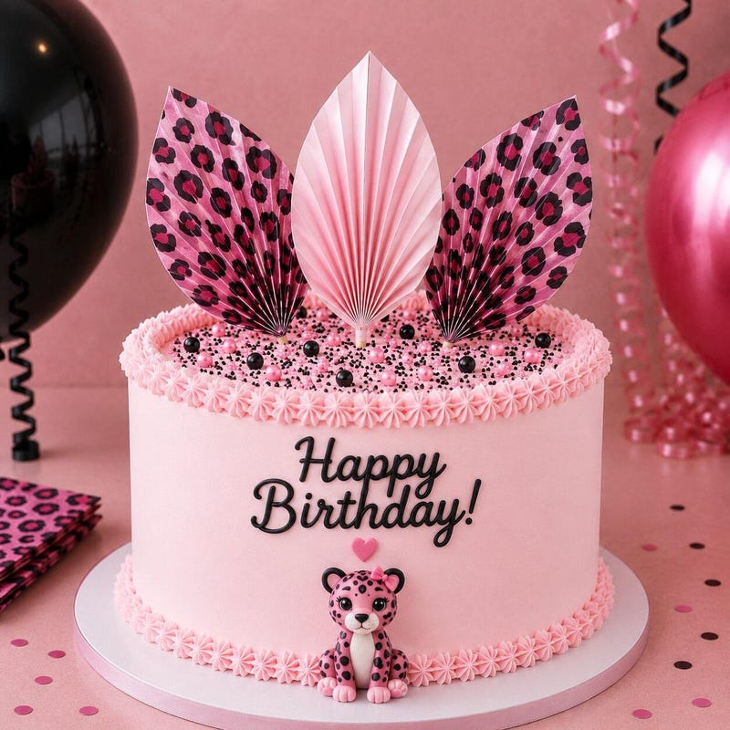 Pink & Leopard Cake - Etsy UK