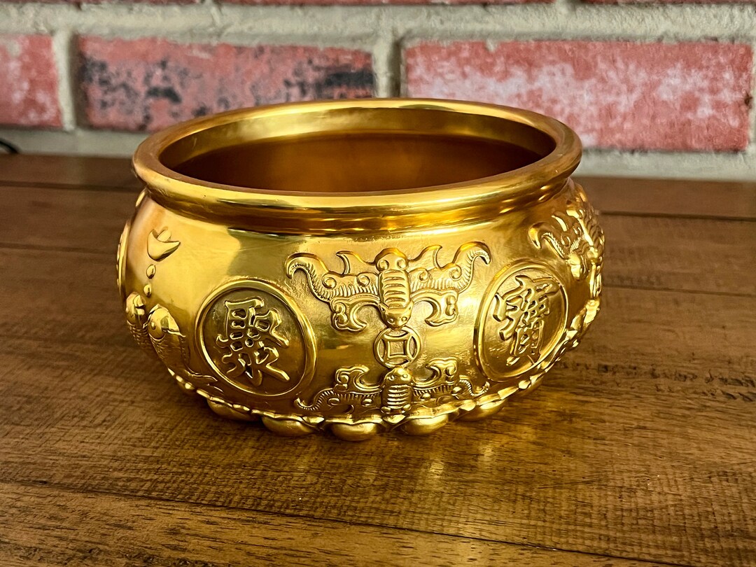 Feng Shui Treasure Bowl Brass Money Bowl Ornaments Wealth Good Lucky ...