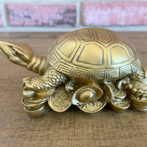 1lb3oz Brass Turtle Figure Brass Copper Tortoise Chinese Feng Shui God ...
