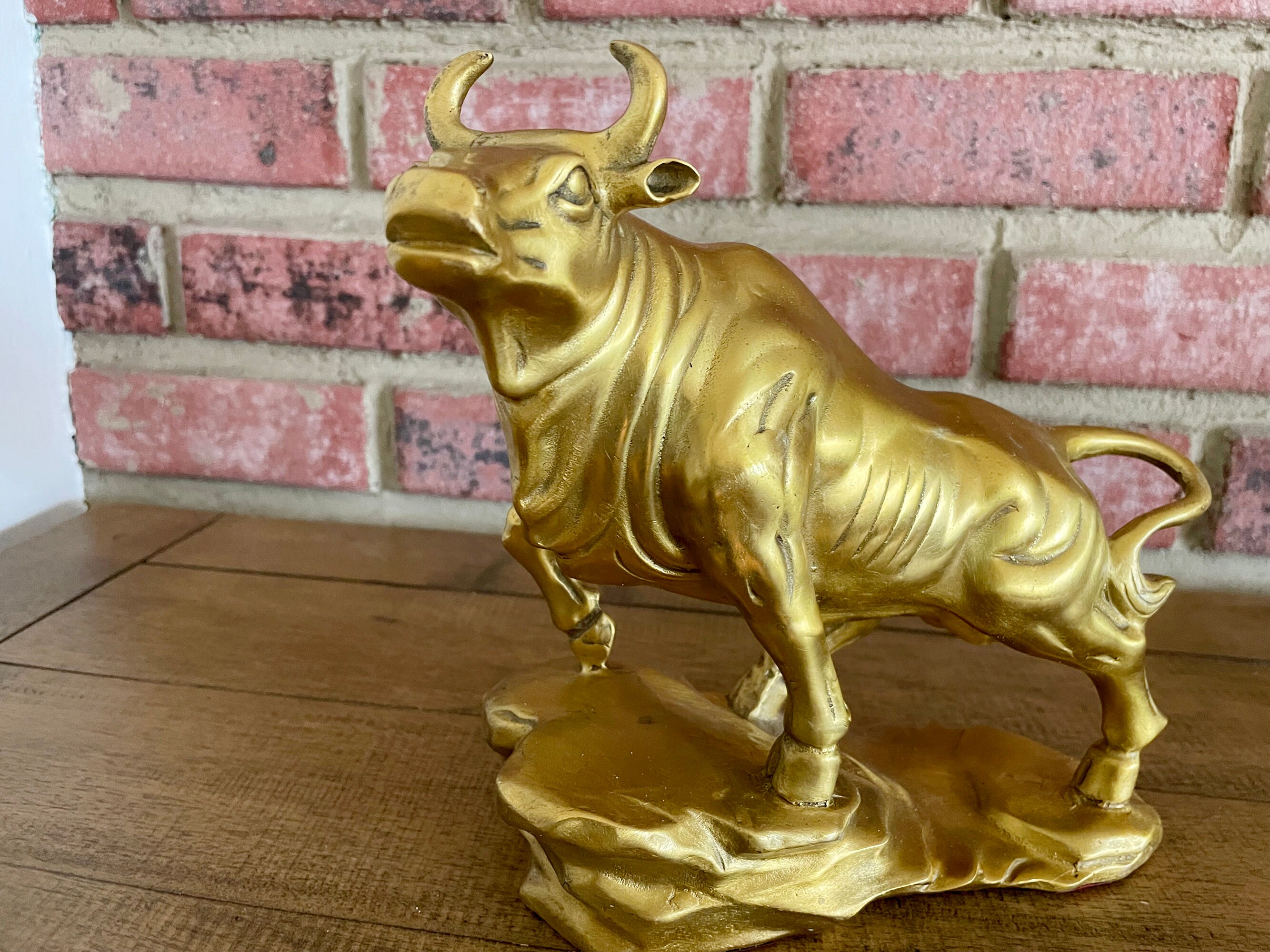 Brass Bull Statue Feng Shui Bull Lucky Bull Market Gather Fortune ...