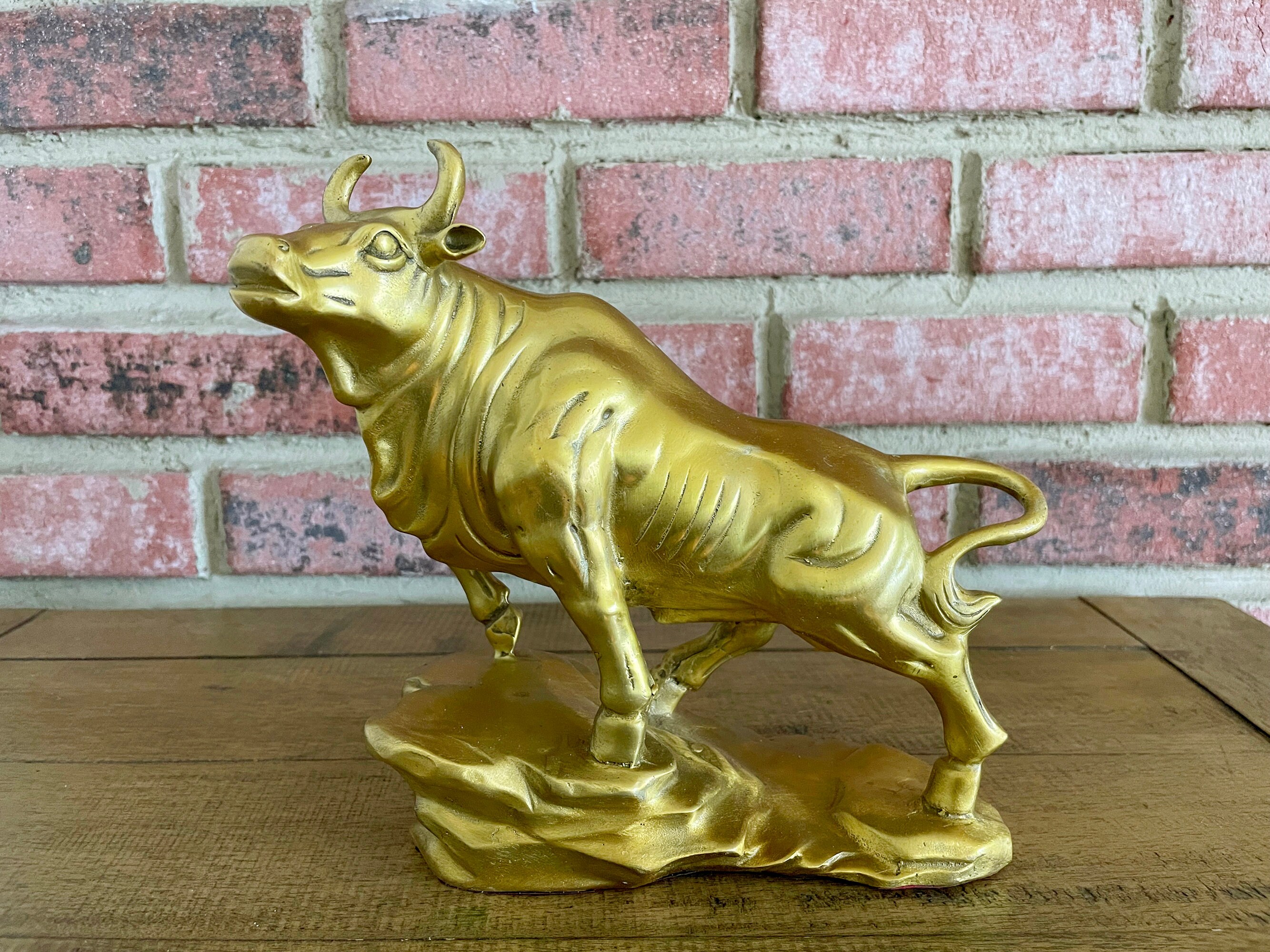 Brass Bull Statue Feng Shui Bull Lucky Bull Market Gather Fortune ...