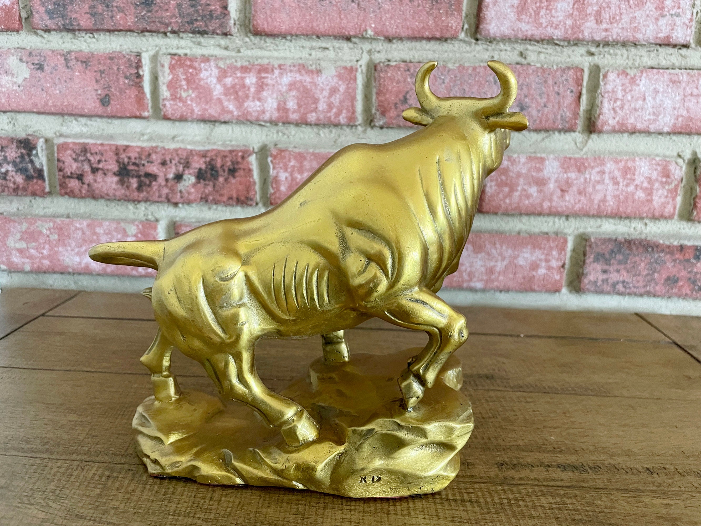 Brass Bull Statue Feng Shui Bull Lucky Bull Market Gather Fortune ...