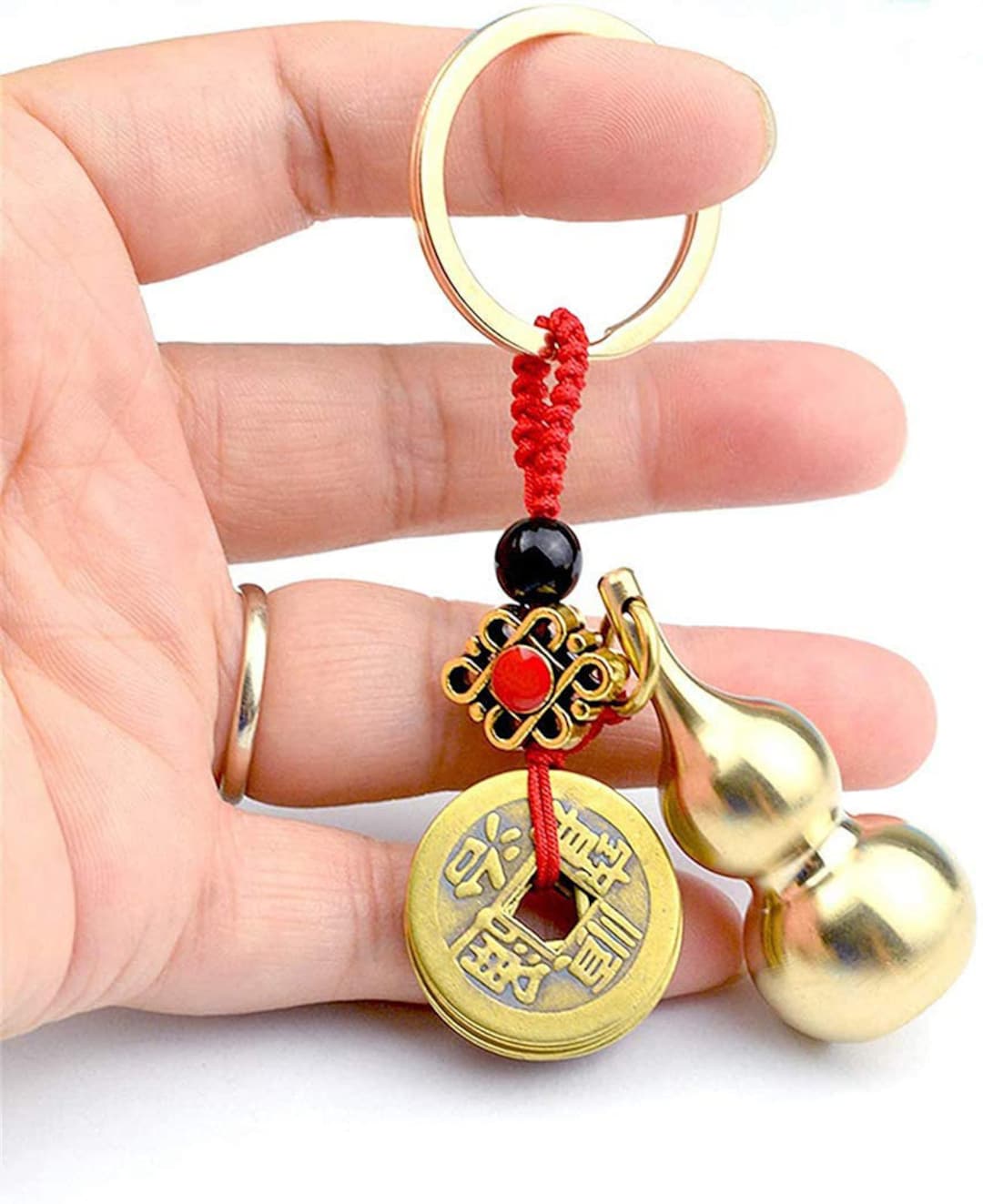 Brass Wu Lou Keychains Chinese Gourd Feng Shui Hu Lu Decorations ...