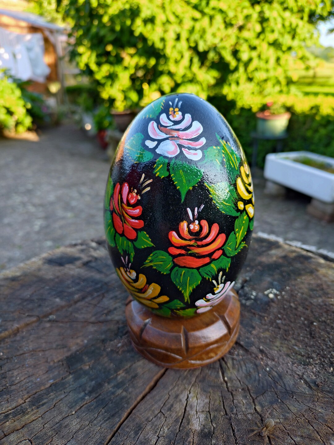 Hand Painted Floral Design Blown Rhea Egg - Etsy