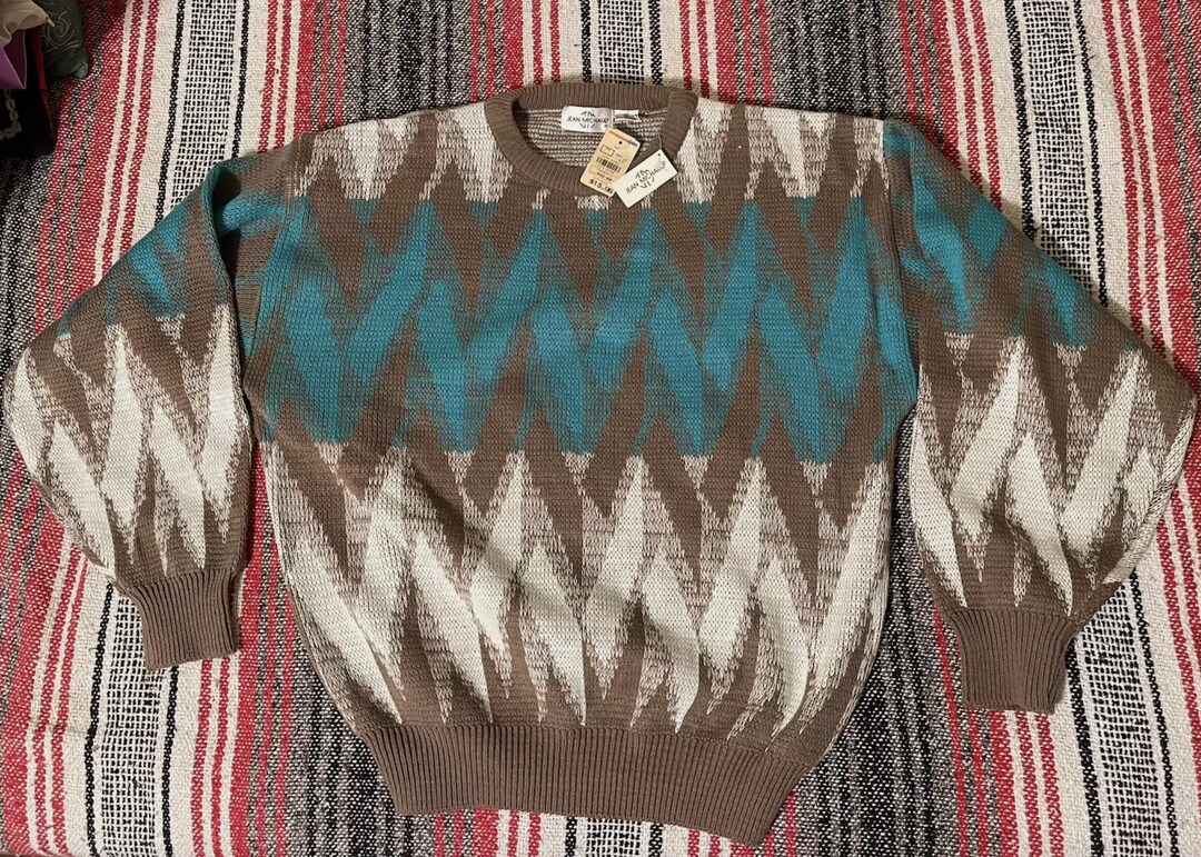 Vintage Jean Michaud 80s Men's Sweater, Graphic Print, Size XL. New Old ...