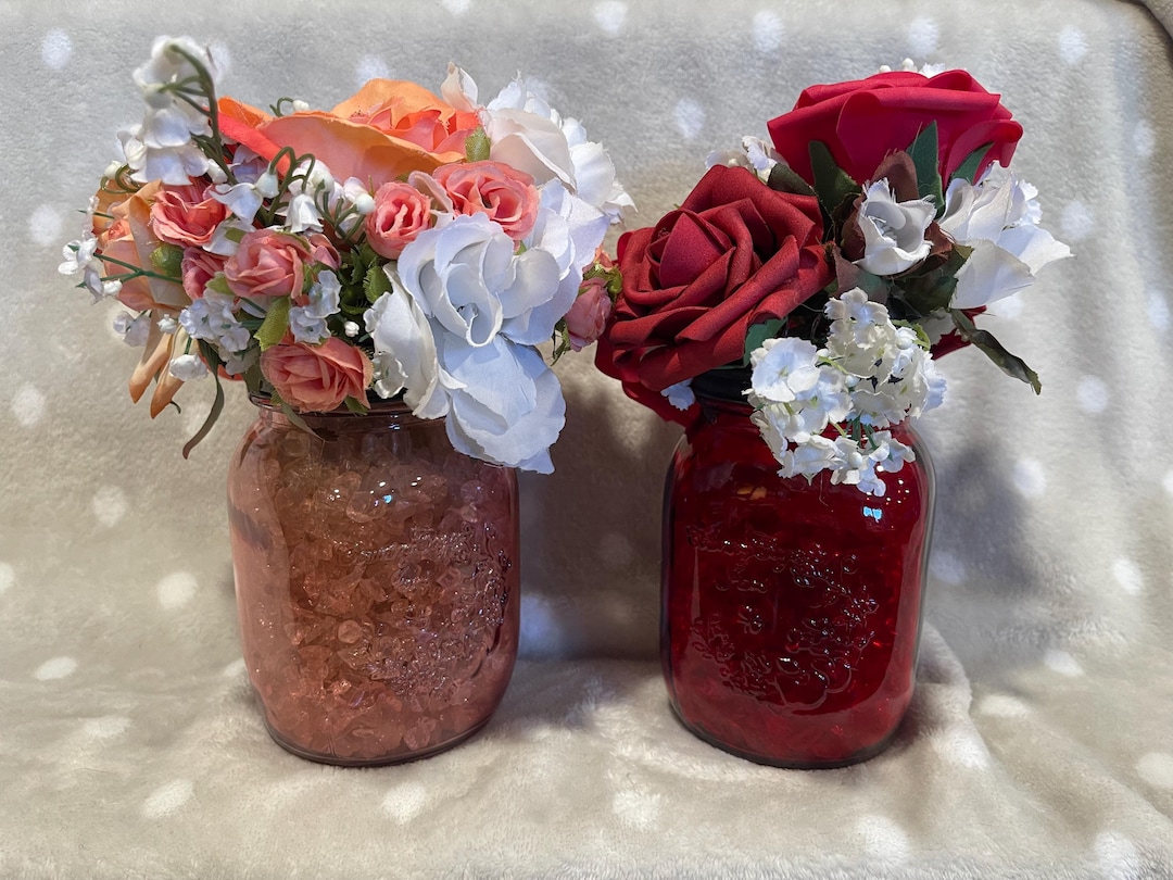Rose Mason Jar Floral Arrangment - Etsy