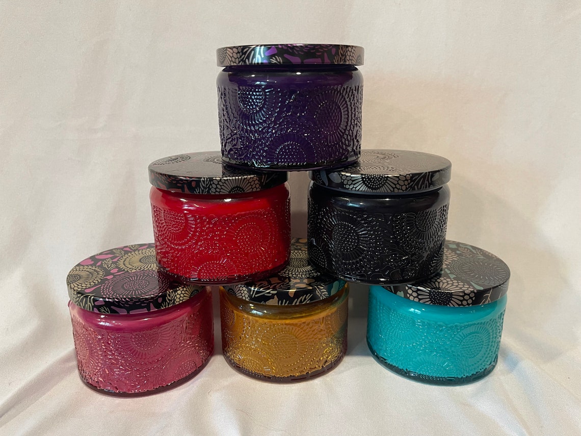 4oz Embossed Glass Jar Candles - Etsy