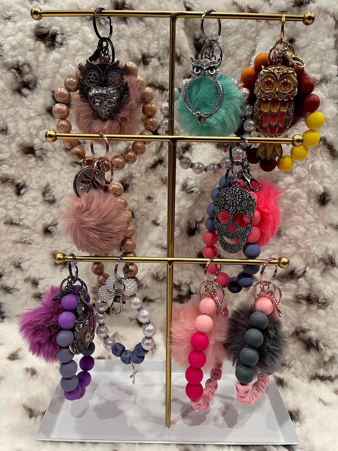 Beaded Wrist Keychain With Charms - Etsy