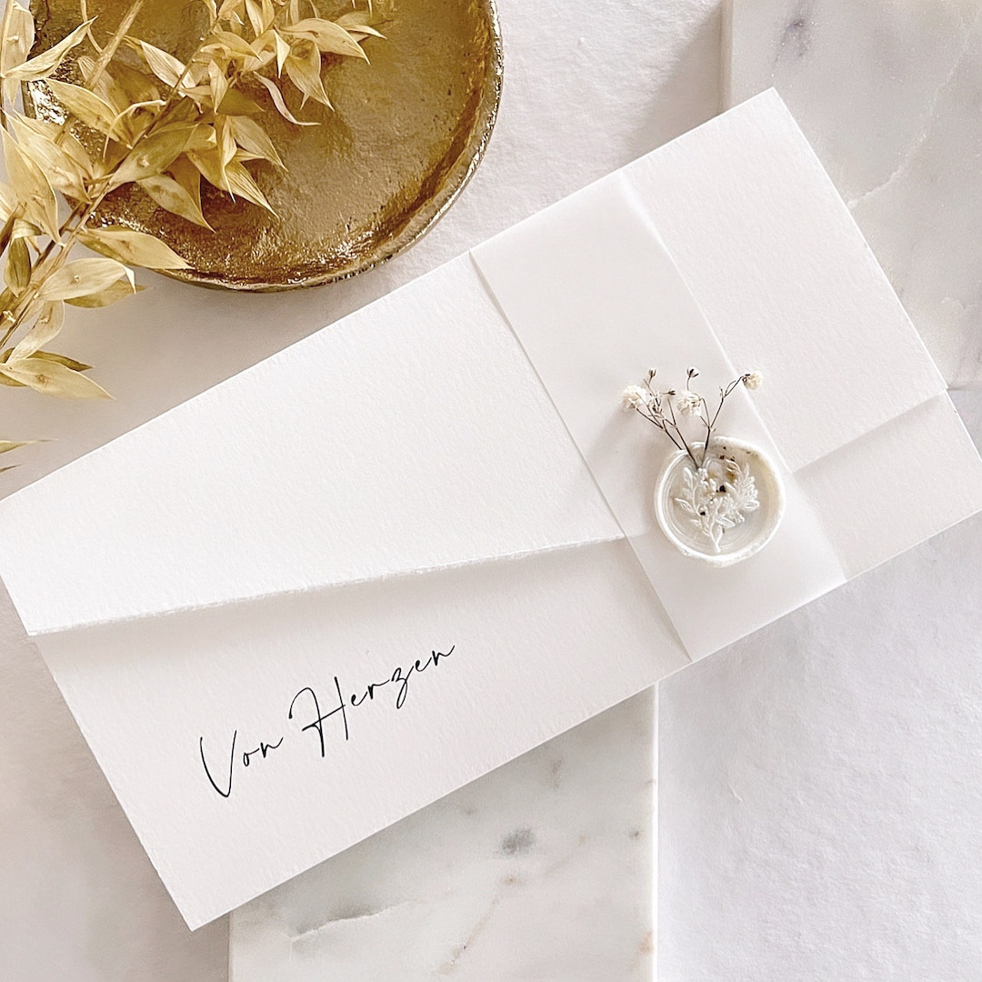 Money Gift Packaging for Voucher – Handmade Cotton Paper Envelope With ...