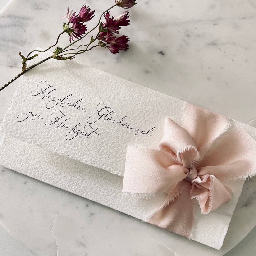 Gift Money Envelope for Voucher – Handmade Paper With Silk Ribbon ...