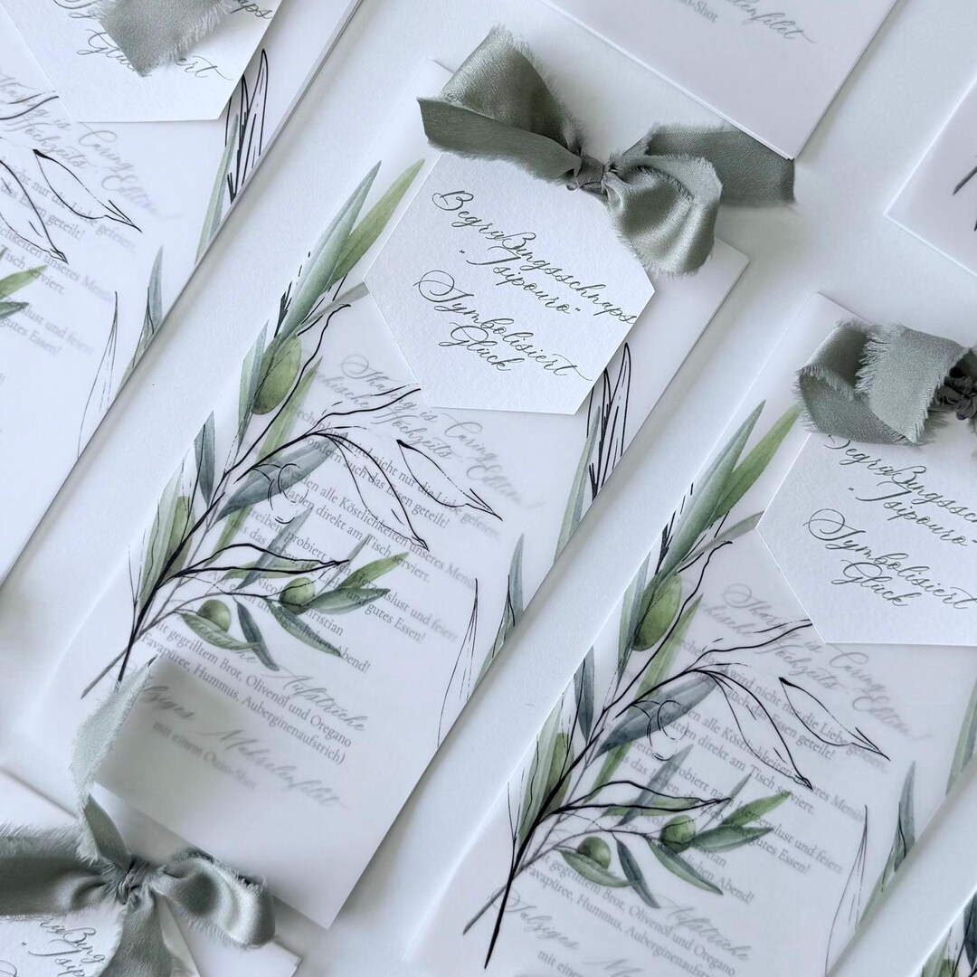 Individual Menu Cards for Weddings, Birthdays, Events & Celebrations ...